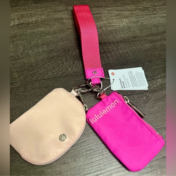 lululemon athletica | Bags | Lululemon Dual Pouch Wristlet In Pow Pink ...